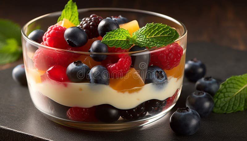 Freshness and Sweetness in a Bowl of Gourmet Berry Parfait Generated by ...