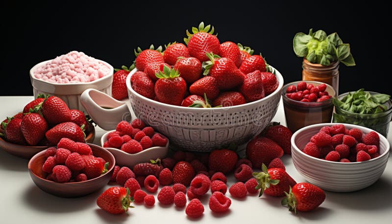 Freshness and Sweetness in a Bowl of Vibrant Berry Fruit Generated by ...