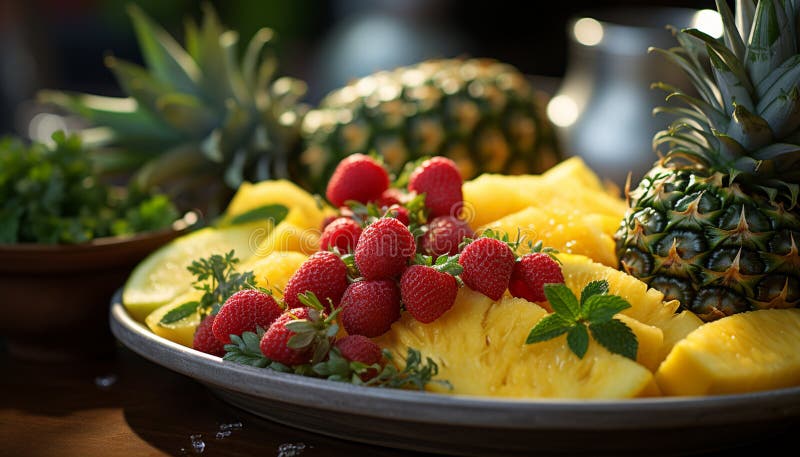 Freshness and Sweetness of Summer Pineapple, Strawberry, Raspberry ...