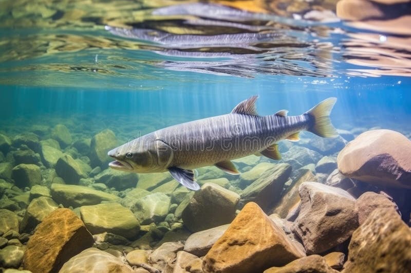 Freshwater Fish within a Clear Pond Surrounded by Rocks Stock ...