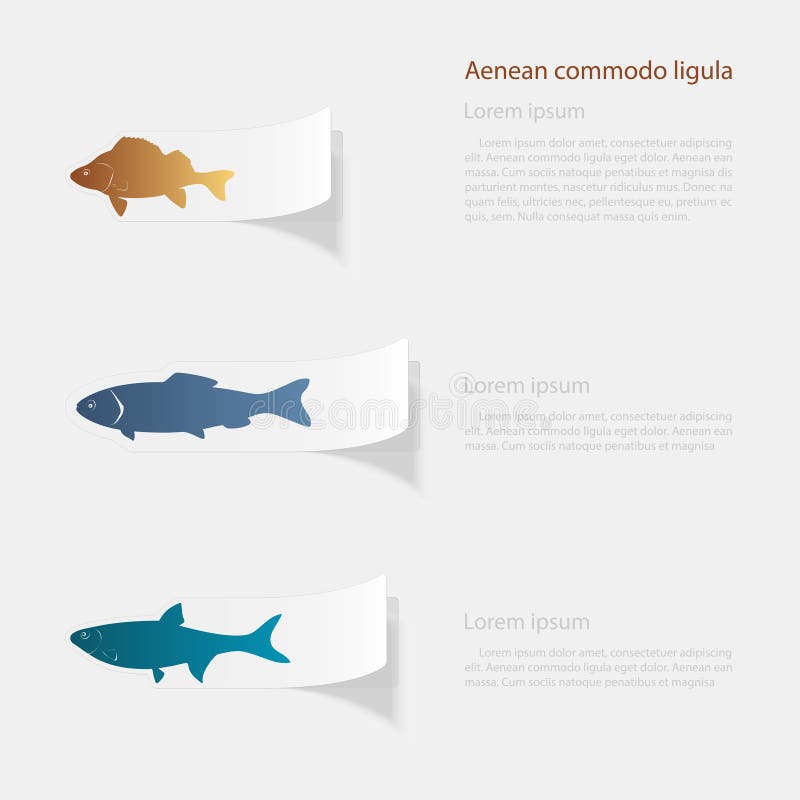 Freshwater Fish. Flat Sticker with Shadow on White Background Stock ...