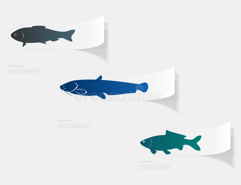 Freshwater Fish. Flat Sticker with Shadow on White Background Stock ...