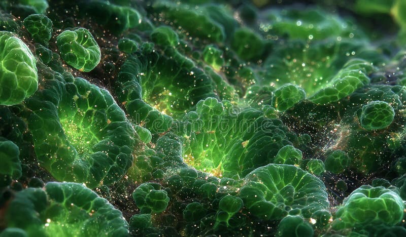 Freshwater Microalgae Blooming Under Microscope. Live Green Cell ...