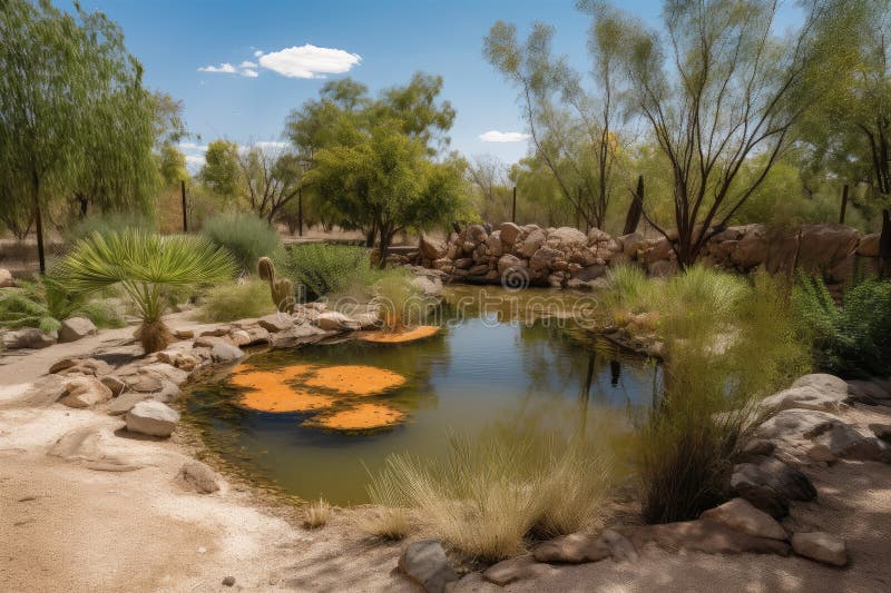 Freshwater Oasis in the Middle of a Dry and Arid Environment Stock ...