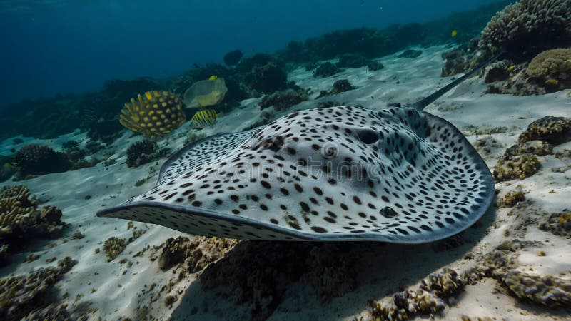 Freshwater Polka Dot Stingray Camouflaging into the Riverbed with Its ...