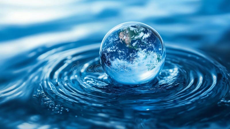 Freshwater Resources on Earth Surrounded by Water and Blue Waves Stock ...