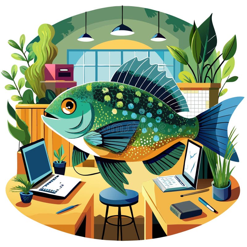 Freshwater Sunfish Fish Supportive Runs Office Vector Stock Vector ...