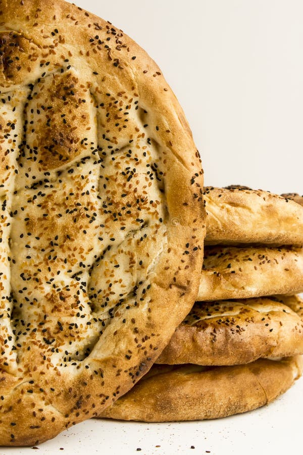 Traditional Ramadan Bread;Pide on the Black with Wheat Grains. Stock ...