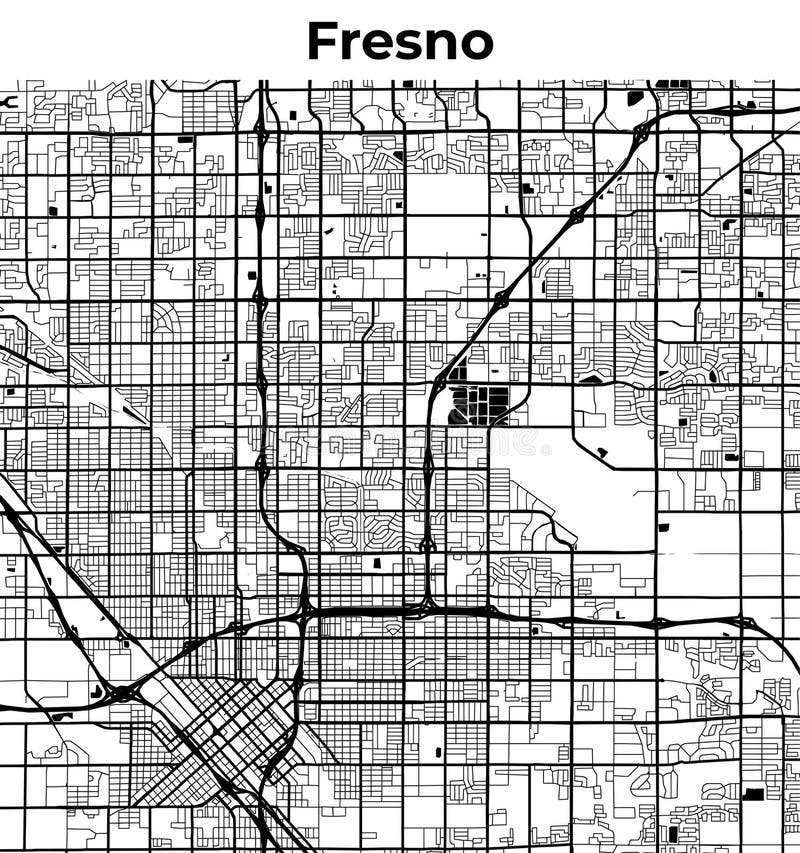 Fresno City Map, Cartography Map, Street Layout Map Stock Vector ...