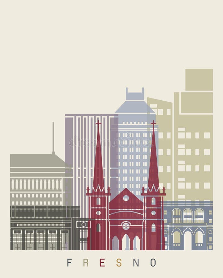 Fresno skyline poster stock vector. Illustration of states - 77926187