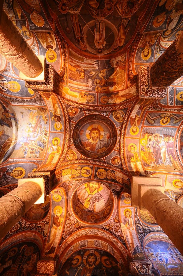Fresque Antique Dans Cappadocia Image stock - Image of dôme, antique ...