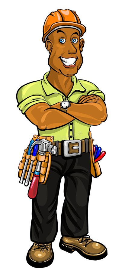 Freundlicher Erbauer Mit Sturzhelm Vektor Abbildung - Illustration von ...
