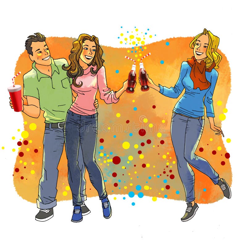 Freunde, Die Karikatur Treffen Vektor Abbildung - Illustration von ...