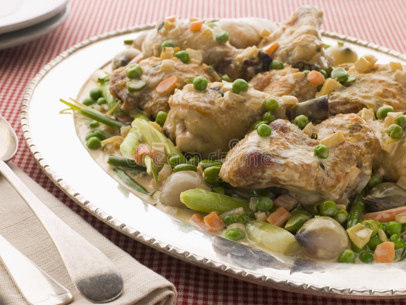 Fricassee of Chicken with Spring Vegetables Stock Photo - Image of ...