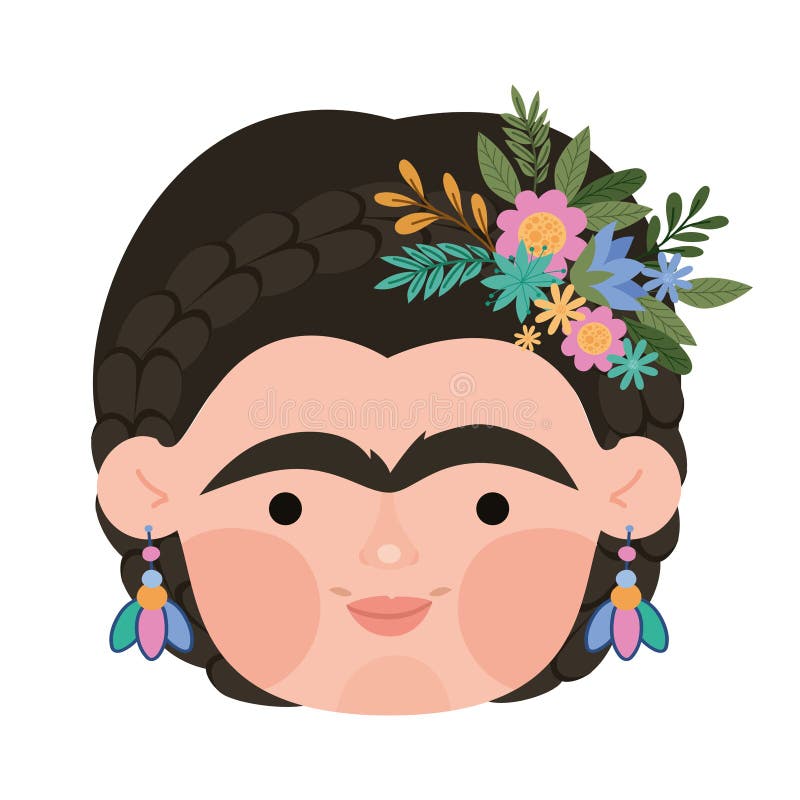 Frida kahlo face stock vector. Illustration of floral - 236617060