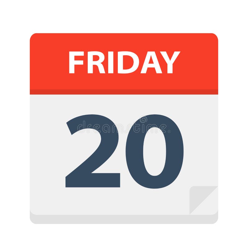 Friday 20 - Calendar Icon. Vector Illustration of Week Day Paper Leaf ...
