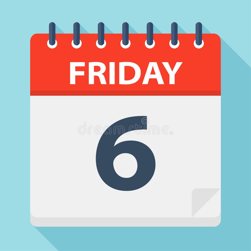 Friday 6 - Calendar Icon. Vector Illustration of Week Day Paper Leaf ...