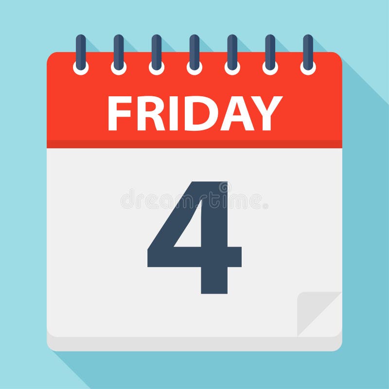 Friday 4 - Calendar Icon. Vector Illustration of Week Day Paper Leaf ...