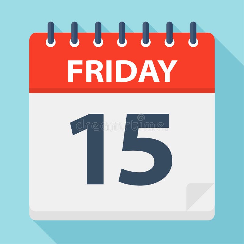 Friday 15 - Calendar Icon. Vector Illustration of Week Day Paper Leaf ...