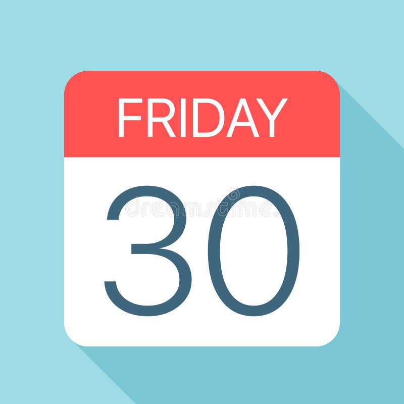 Friday 30 - Calendar Icon. Vector Illustration of Week Day Paper Leaf ...