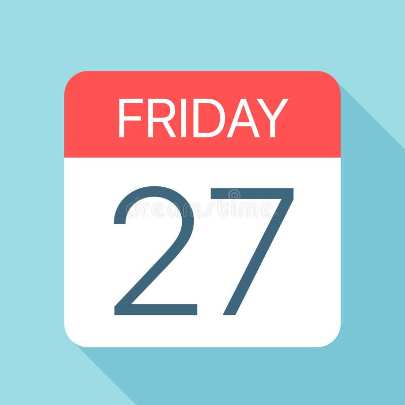 Friday 27 - Calendar Icon. Vector Illustration of Week Day Paper Leaf ...