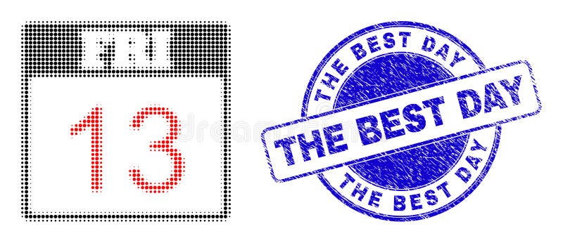 13 Friday Calendar Page in Halftone Dot Style with Blue Scratched the ...