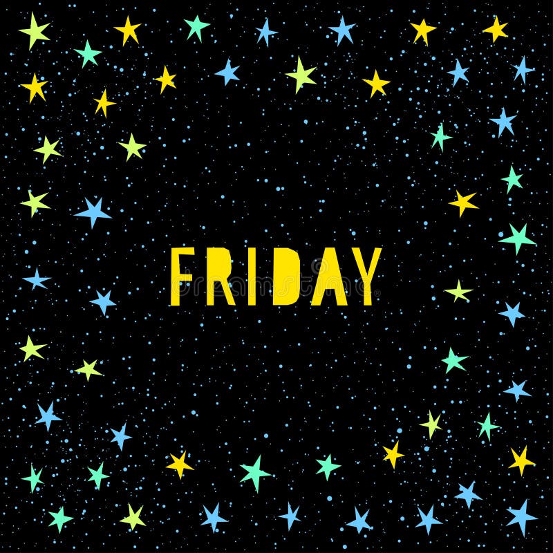 Friday Card Template. Handmade Childish Angular Applique Star Stock ...