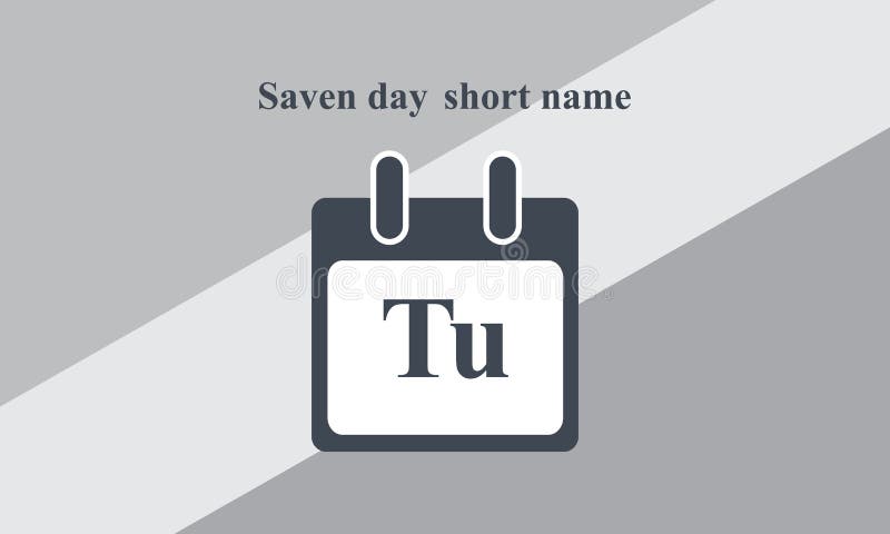 Tuesday Day Short Name, Date Vector Icon, Calendar Date Icon. Stock ...