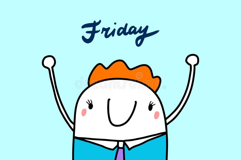 Happy Friday. Cute Cartoon Illustration Stock Vector - Illustration of ...
