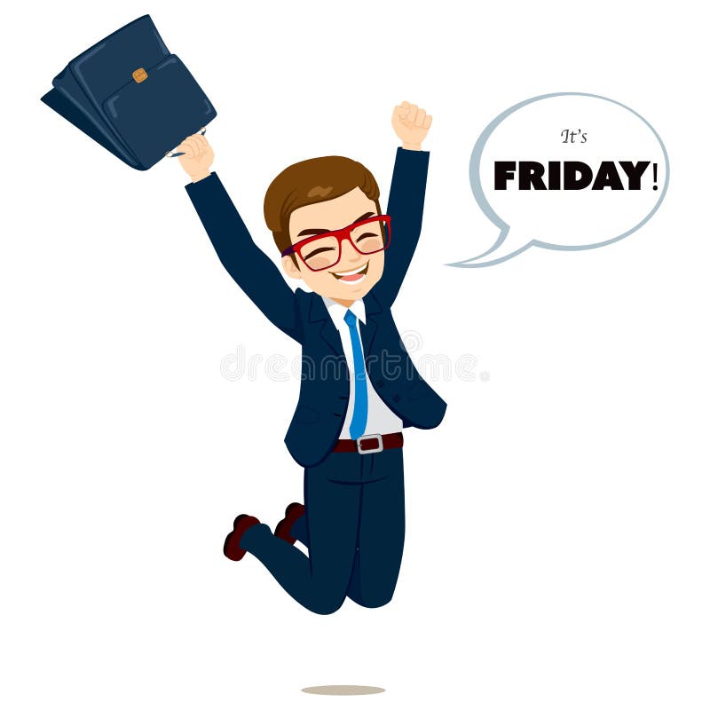 Friday Happy Jumping Businessman Stock Vector - Illustration of arms ...
