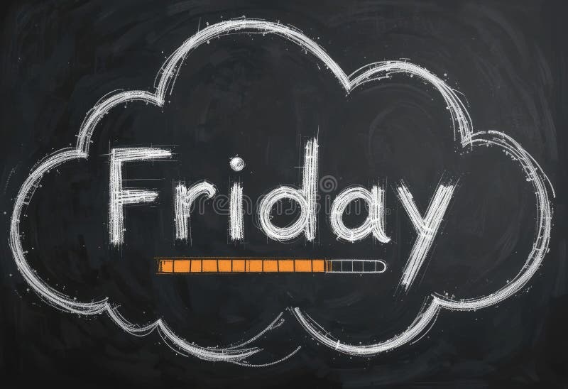 Friday is Loading Chalk Drawing on Blackboard with Progress Bar Stock ...