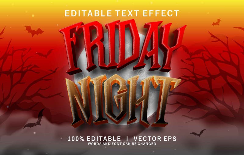 Friday Night 3d Vector Text Effect with Modern Style Design Stock ...