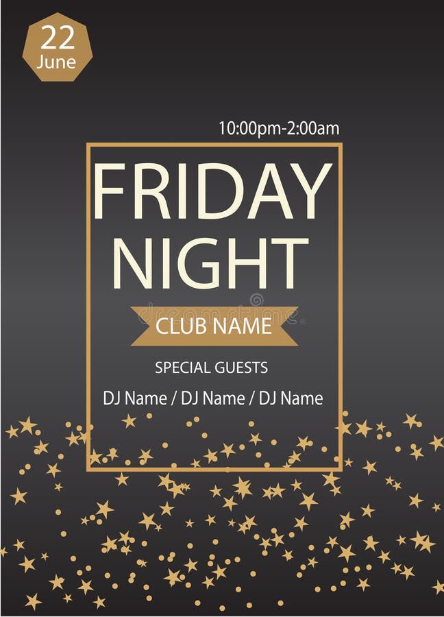 Friday Night Party.Poster Template.Vector Illustration Stock ...