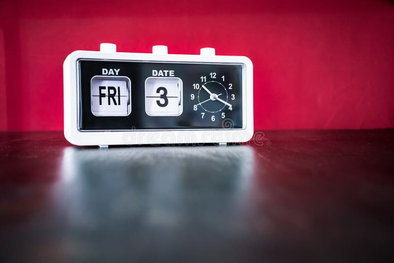 Friday 3rd, Third Friday of the Month - White Vintage Alarm Clock with ...