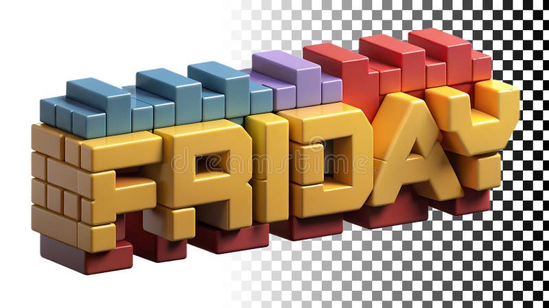 "FRIDAY" Text Blocks, Celebrating the End of Week and Weekend Joy Png ...