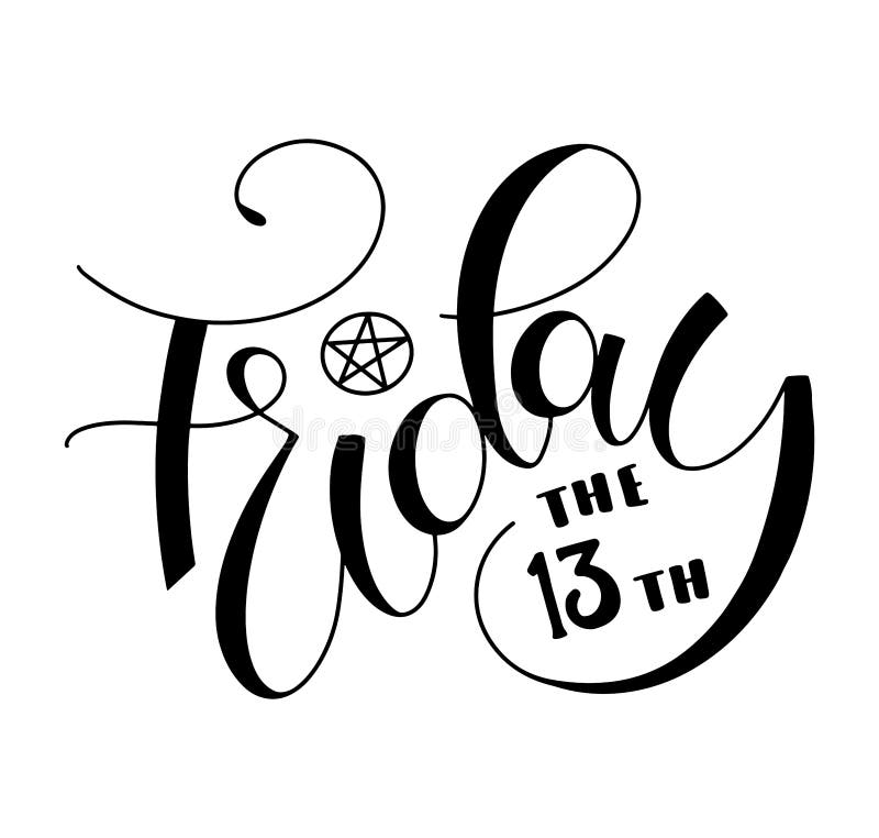 Friday the 13th - Black Lettering with Doodle Magic Symbol Stock Vector ...