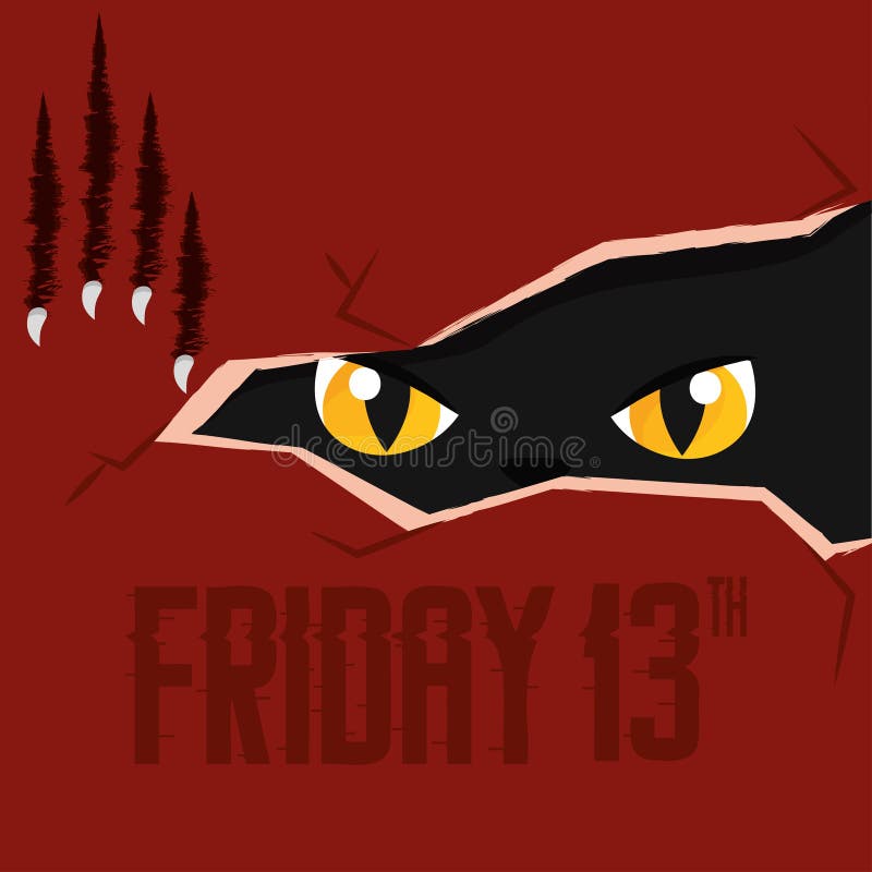 Friday 13th Poster with Black Cat Vector Stock Vector - Illustration of ...