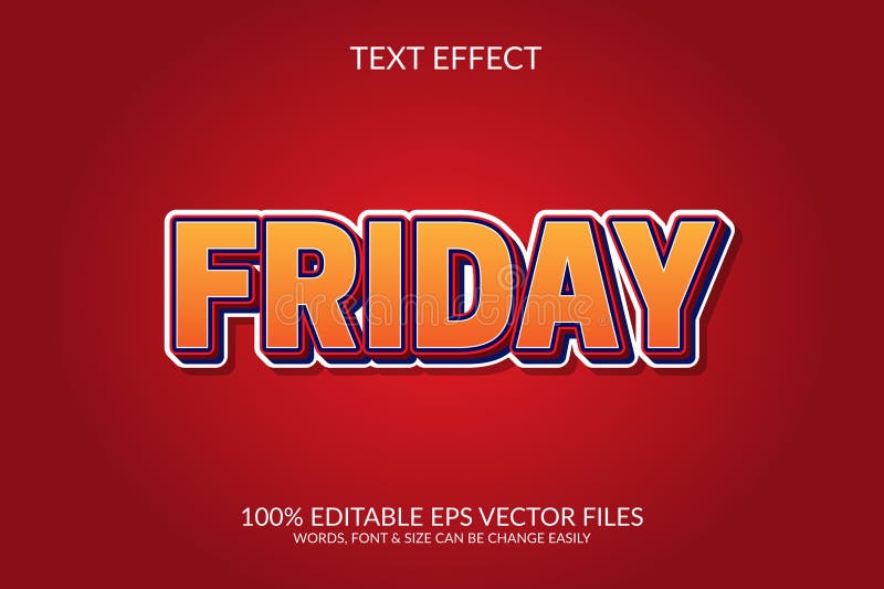 Friday Vector Eps 3d Text Effect Illustration Design. Stock ...