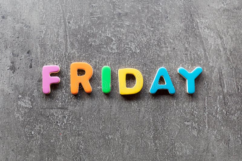 Friday Word Written with Colorful Letters on Granite Stone Background ...