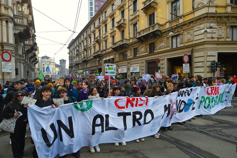 Fridays for Future Protest Against Climate Change Turin Italy March 3 ...
