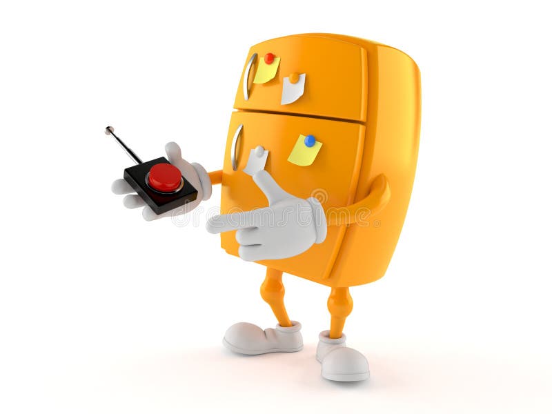 3d man pushing a fridge stock illustration. Illustration of character ...