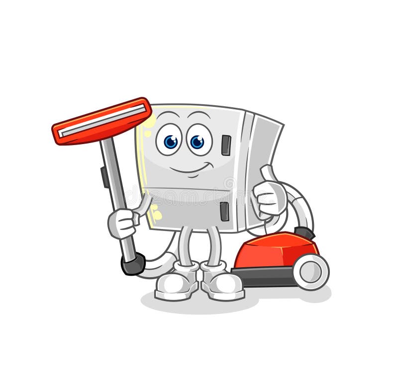 Fridge Clean with a Vacuum . Character Vector Stock Vector ...