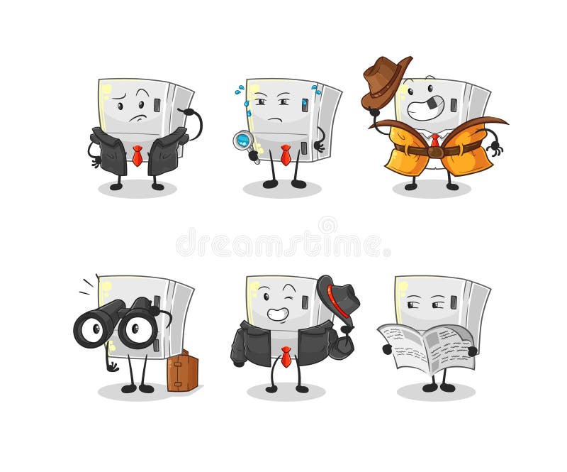 Fridge Detective Group Character. Cartoon Mascot Vector Stock Vector ...