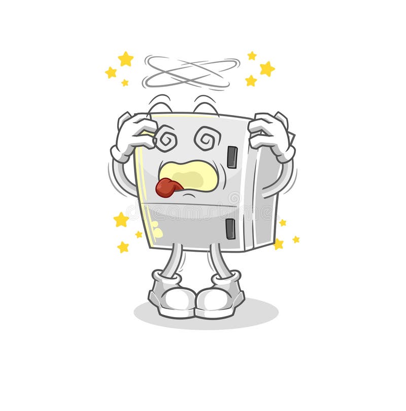 Fridge Dizzy Head Mascot. Cartoon Vector Stock Vector - Illustration of ...