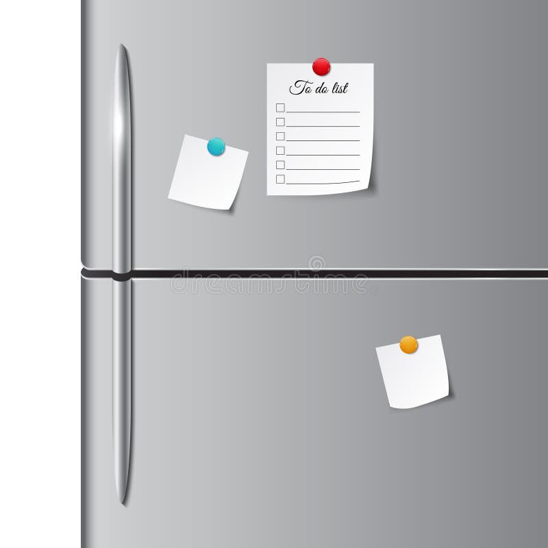 Fridge Doors and Empty Paper Note, Sticker, and To Do List Stock Vector ...