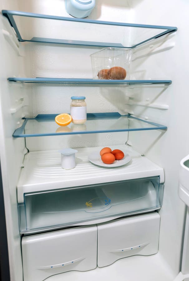 Fridge almost Empty Due a Crisis Stock Image - Image of fridge, fruit ...