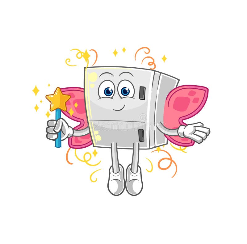 Fridge Fairy with Wings and Stick. Cartoon Mascot Vector Stock Vector ...