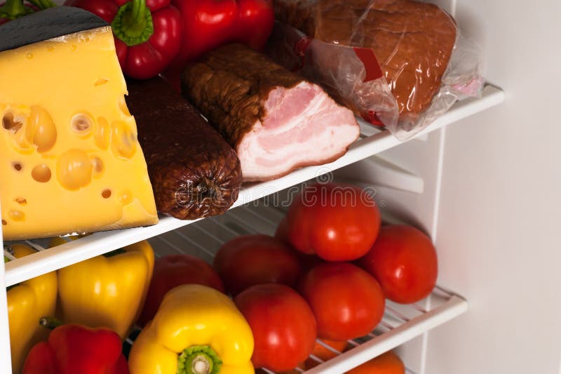 Fridge with food stock photo. Image of fridge, kitchen - 49360178
