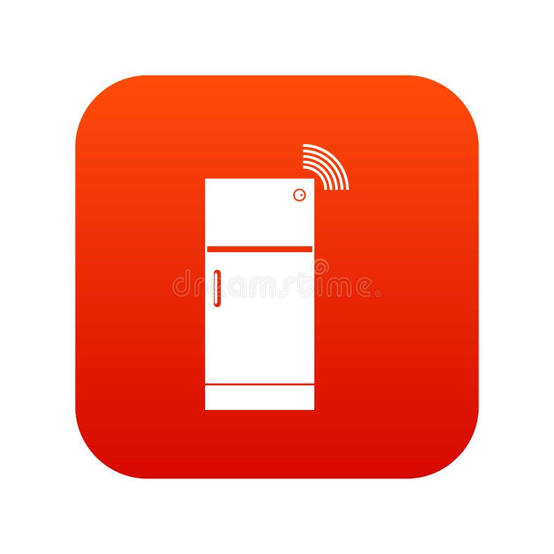 Fridge icon digital red stock vector. Illustration of closed - 111001940
