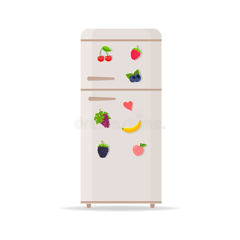 Fridge Icon with Magnets and Stickers. Vector Illustration Stock Vector ...